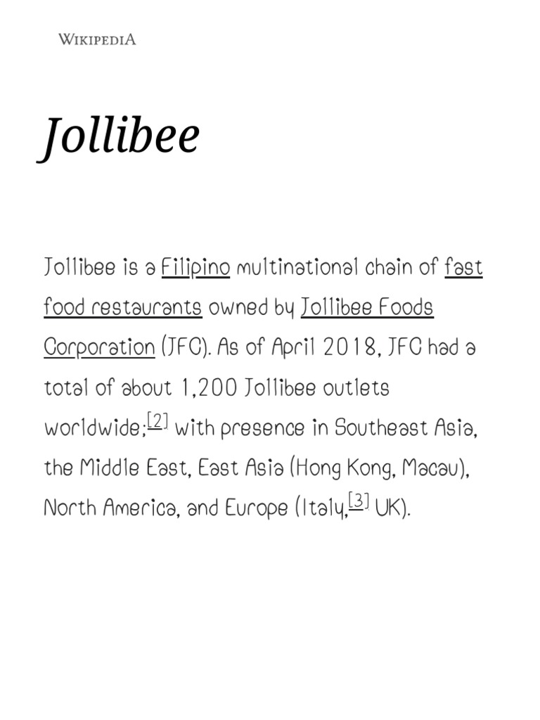 Jollibee - Wikipedia | PDF | Food Industry | Companies