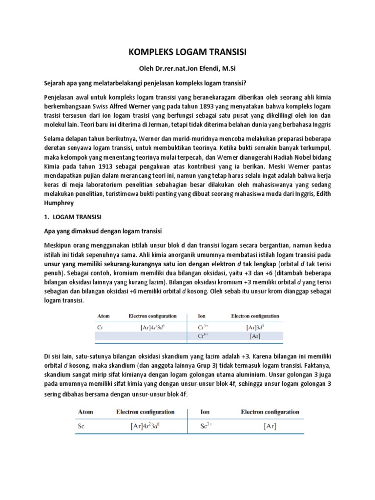 Kompleks Logam Transisi | PDF