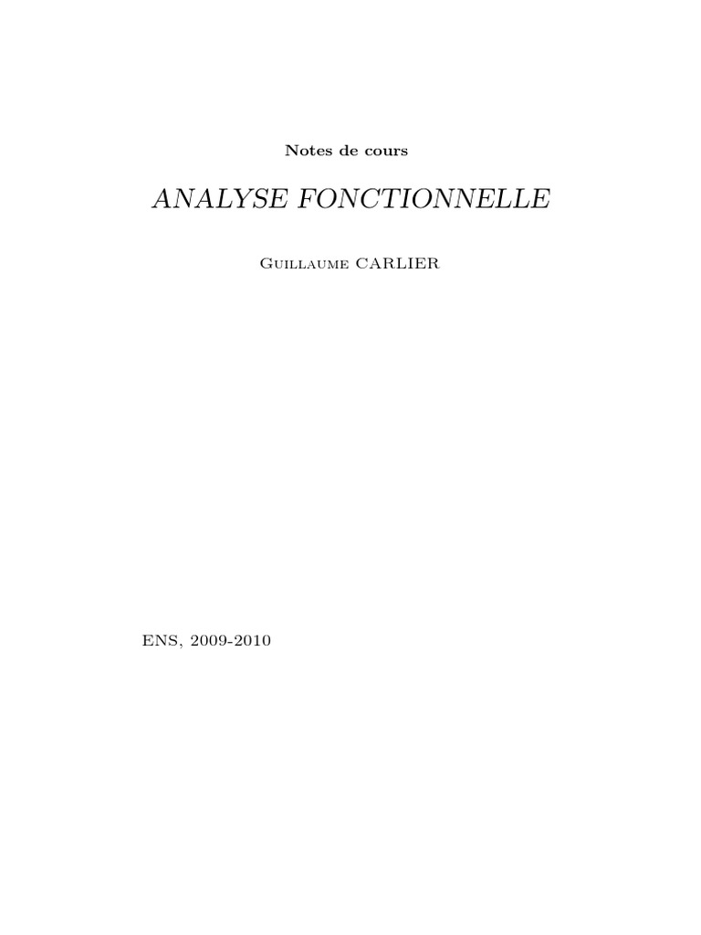 Analyse Fonctionnelle | PDF | Limite (mathématiques) | Compacité ...