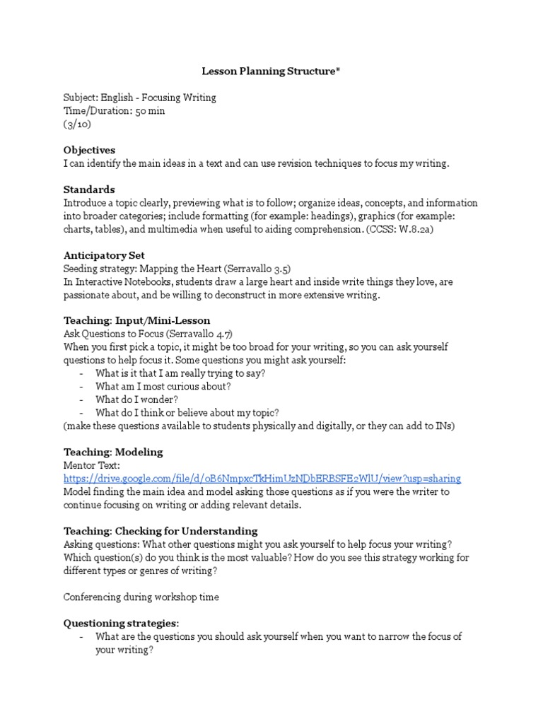 Educ 463 - LP 3 Madeline Hunter Lesson Plan Template | PDF | Reading ...