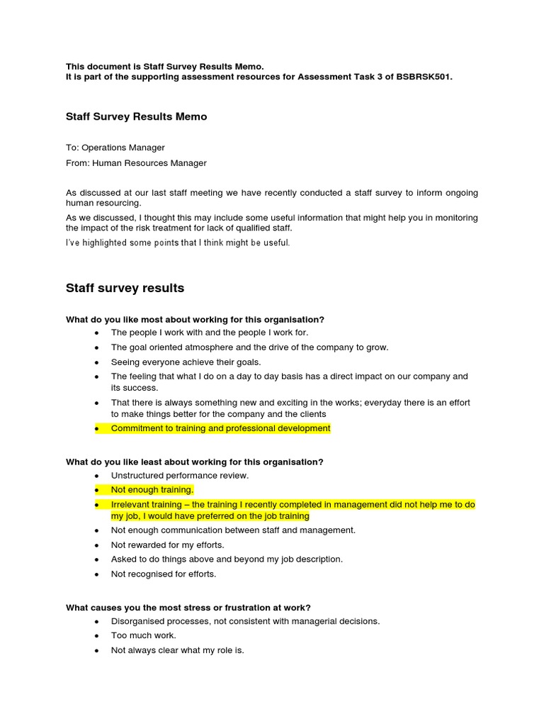 Staff Survey Results Memo v1.0 | PDF | Human Nature | Cognition