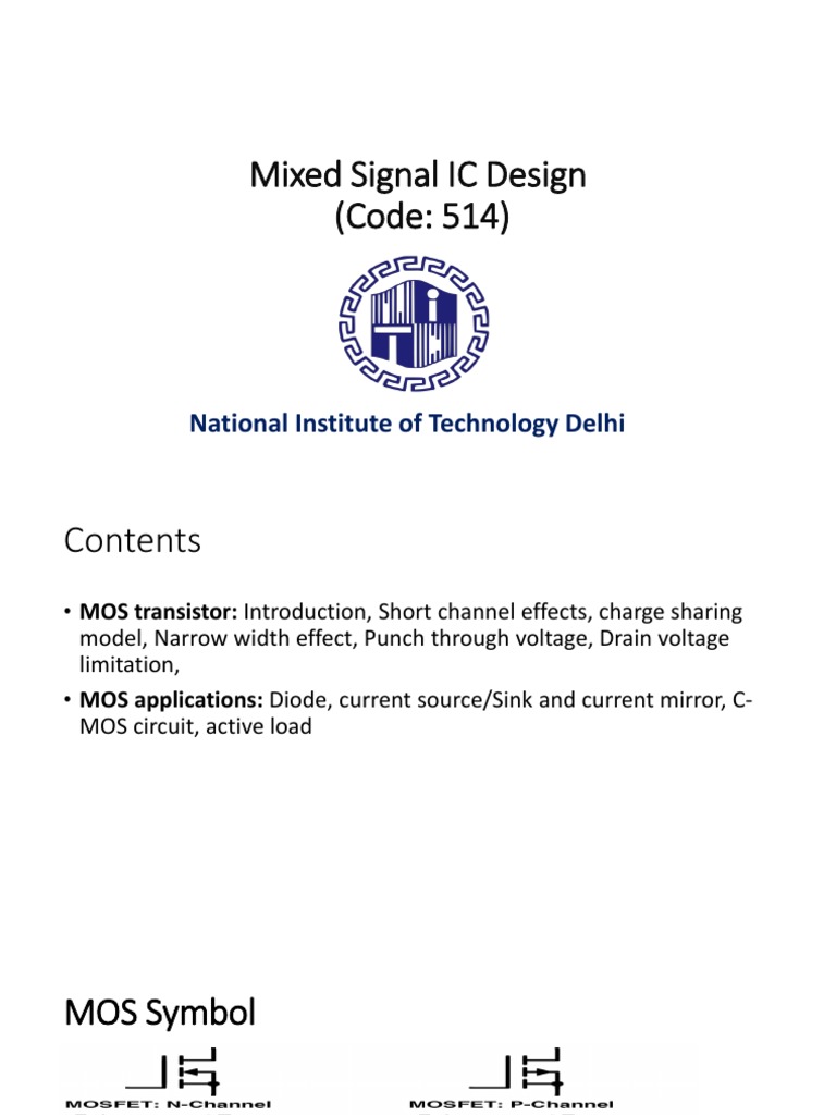 Mixed Signal IC Design (Code: 514) : National Institute of Technology ...