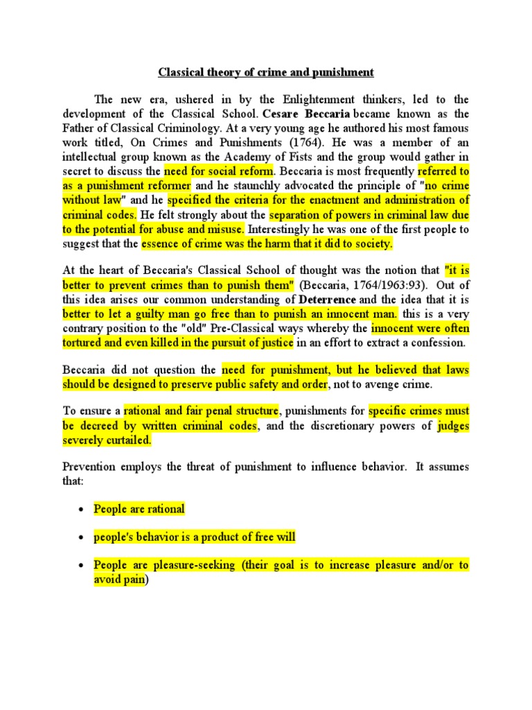 Classical Theory of Crime and Punishment | PDF | Punishments | Crime ...