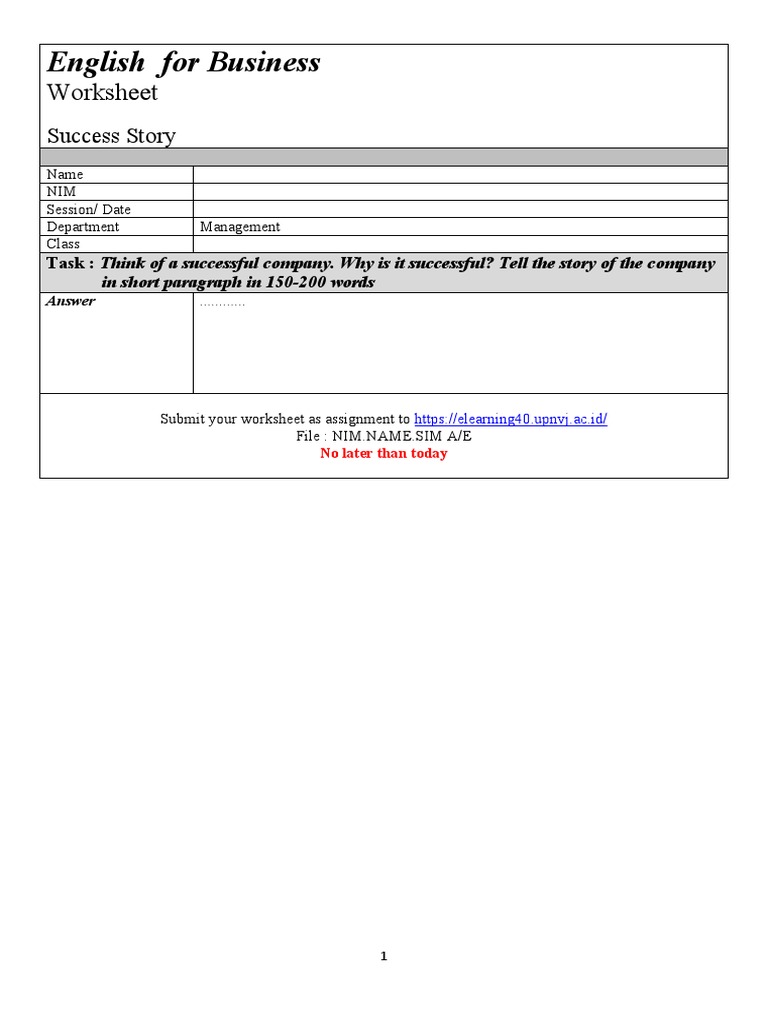 English For Business: Worksheet | PDF