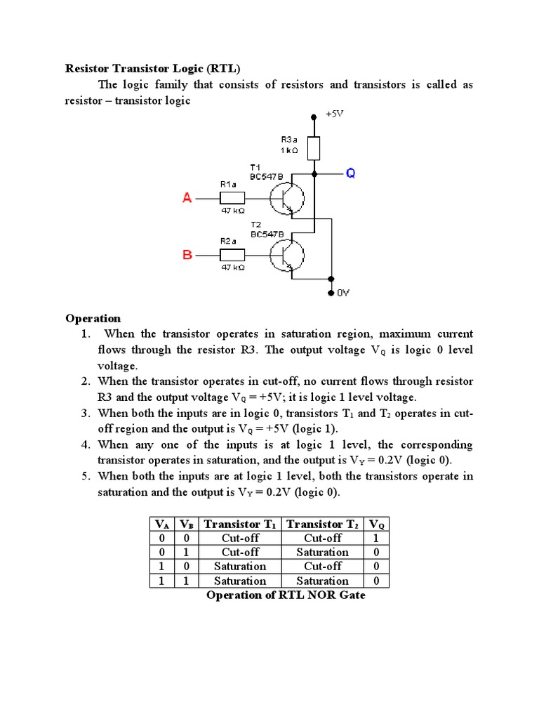 Resistor Transistor Logic | PDF | Logic Gate | Electronic Design