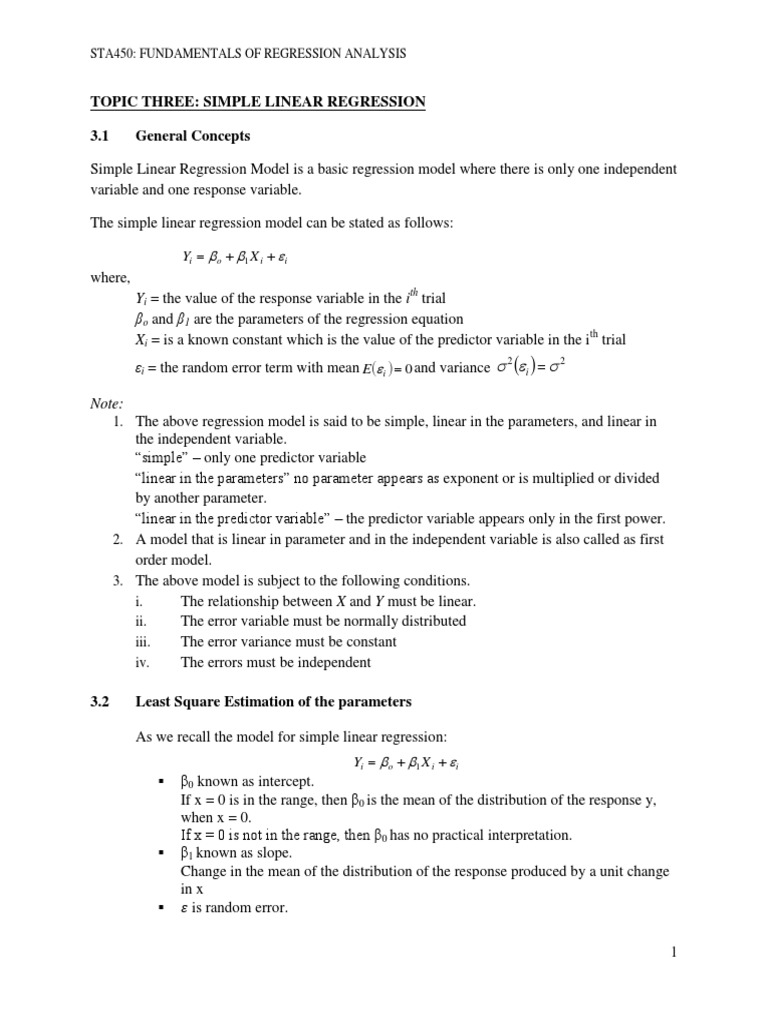 Topic Three Sta450 (Part1) | PDF | Errors And Residuals | Regression Analysis