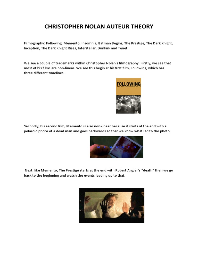 Christopher Nolan Auteur Theory | PDF