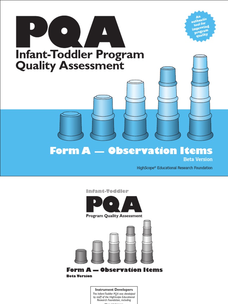 PQA Form A Observation Instrument Infant Toddler | PDF | Child Care ...