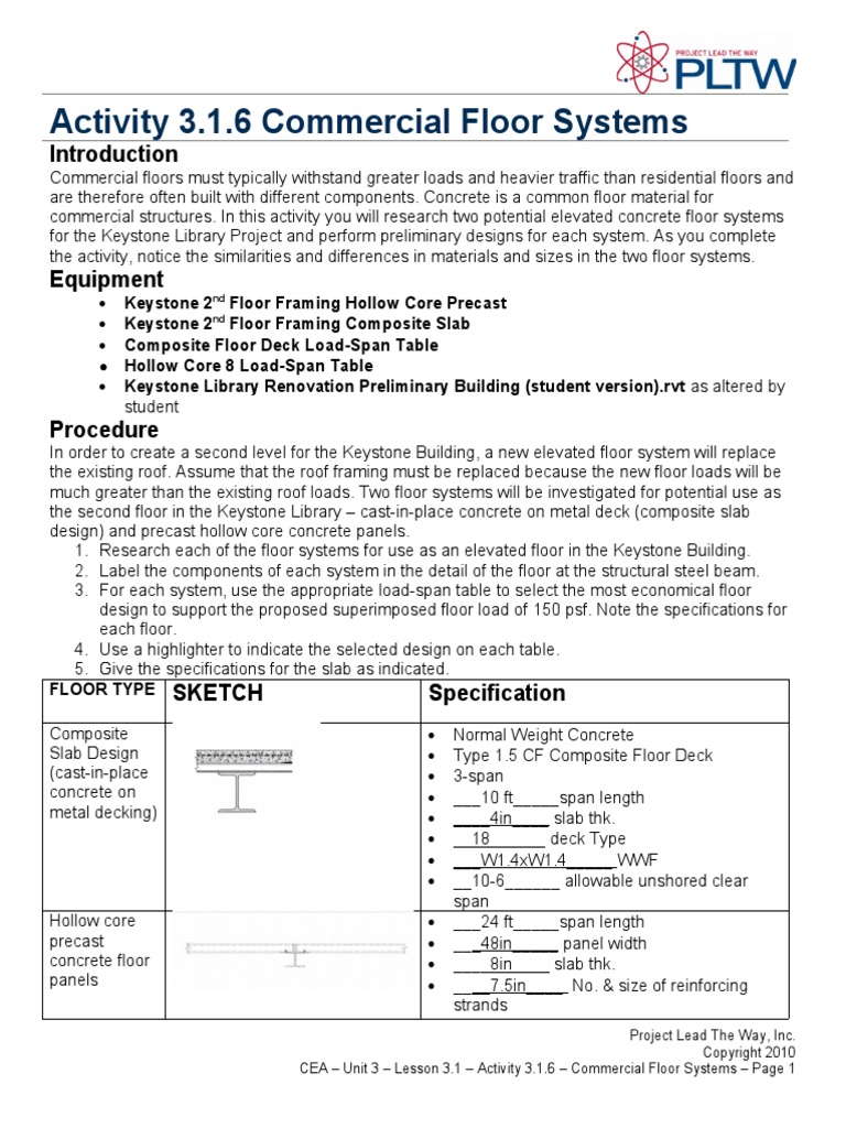 Act 3 1 6 Commercial Floor Systems | PDF | Precast Concrete | Deck (Ship)