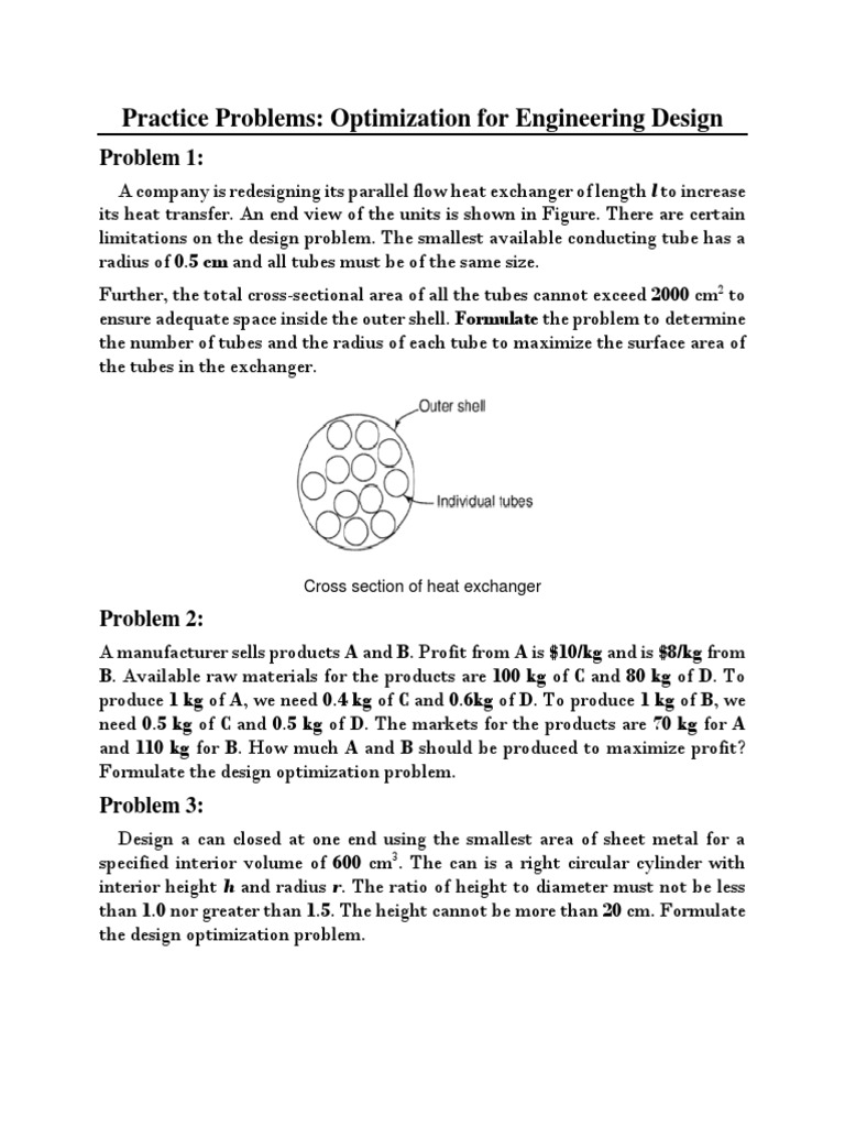 Practice Problems: Optimization For Engineering Design | PDF | Bending ...