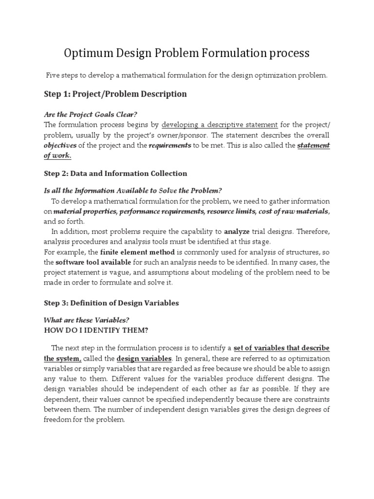 Optimum Design Problem Formulation | PDF | Mathematical Optimization | Variable (Mathematics)