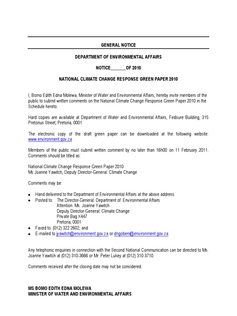 General Notice Department of Environmental Affairs NOTICE - OF 2010 ...