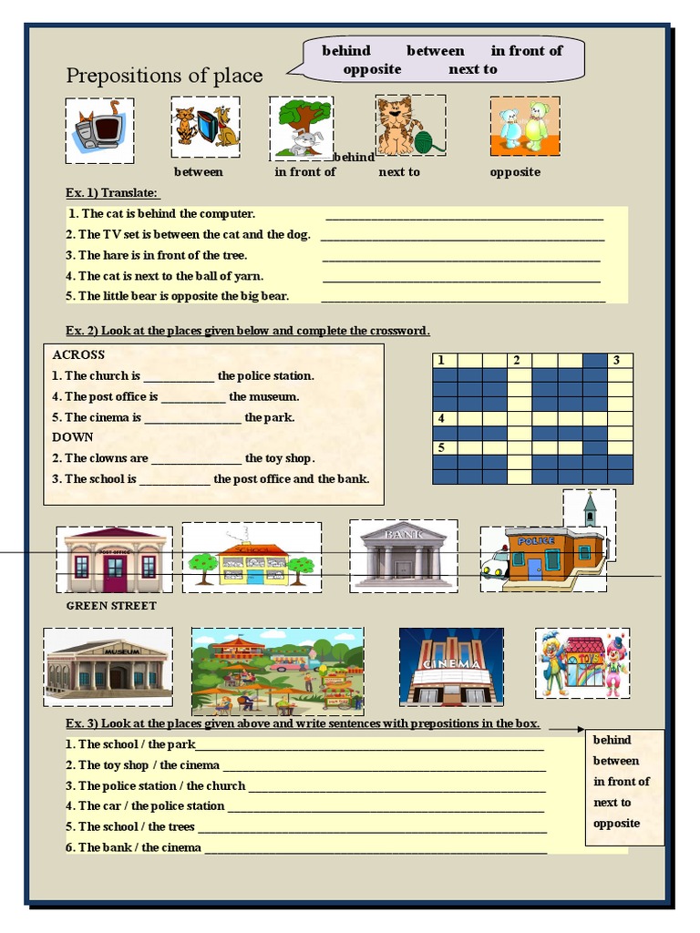 Prepositions Of Place Opposite