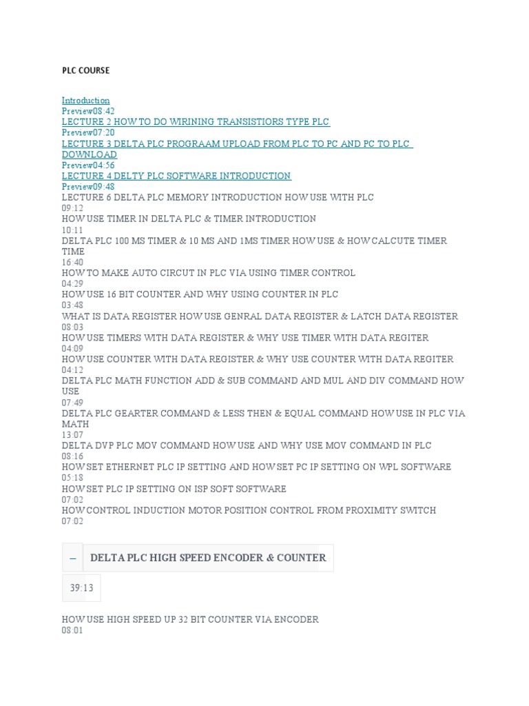 PLC Course: Delta PLC High Speed Encoder & Counter | PDF | Programmable ...