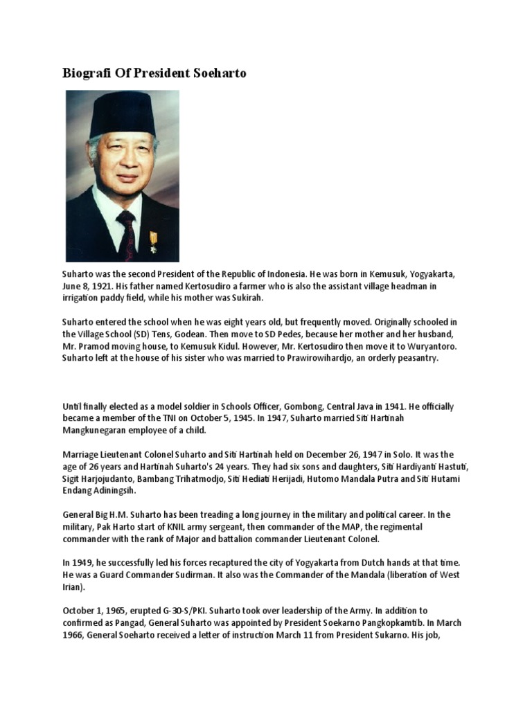 Biografi Presiden Soeharto | PDF | Indonesia | Politics Of Indonesia