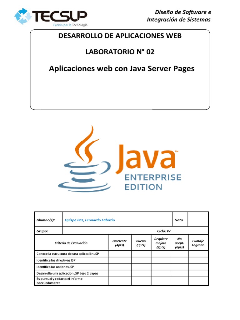 DAW - Lab 02 - Aplicaciones Web Con Java Server Pages-2021-1 | Descargar gratis PDF | Java ...