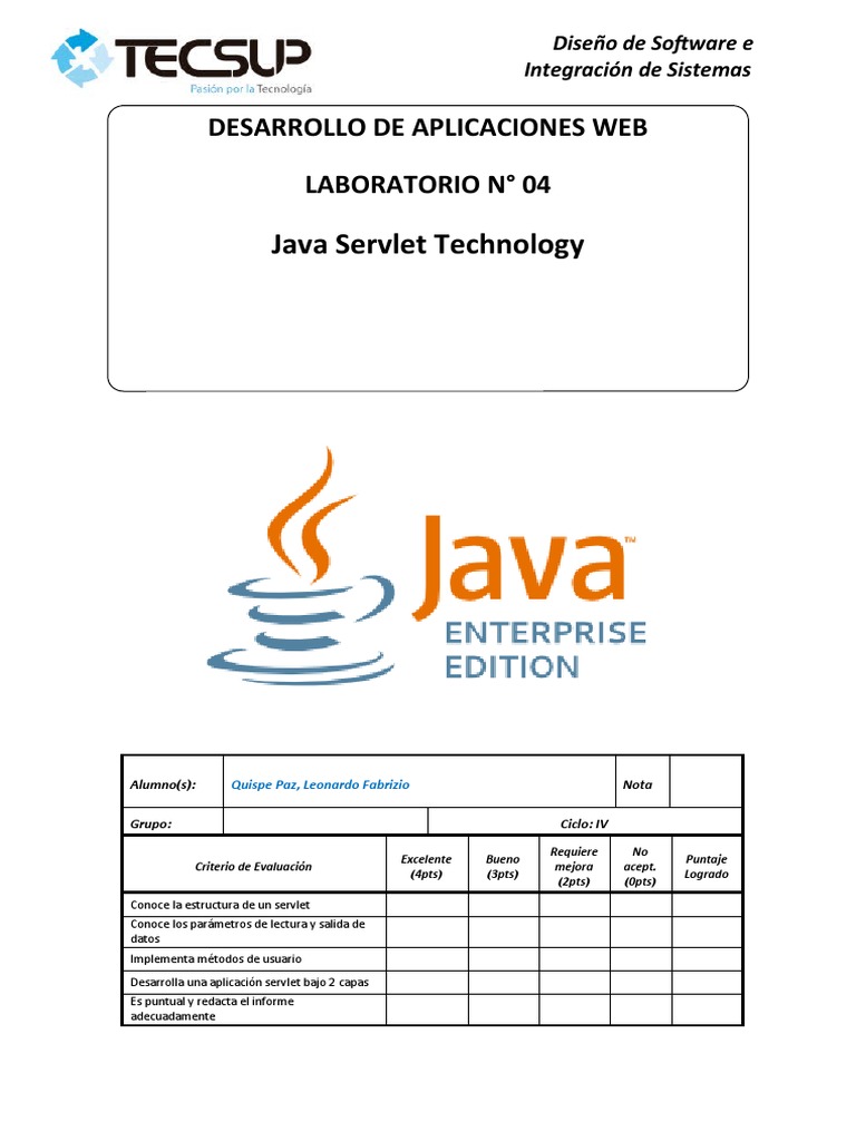 DAW - Lab 04 - Aplicaciones Servlets-2021-1 | PDF | Java (lenguaje de programación) | Gestión de ...