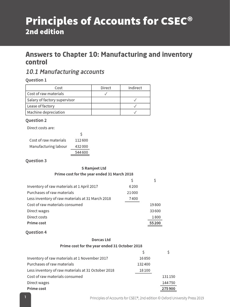 Principles of Accounts For CSEC®: 2nd Edition | PDF | Inventory ...
