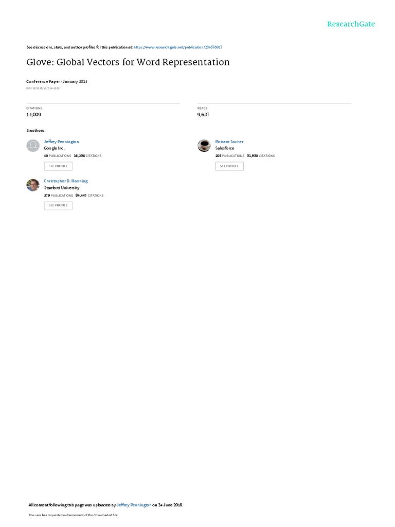 GloVe: Global Vectors for Word Representation | PDF | Matrix ...