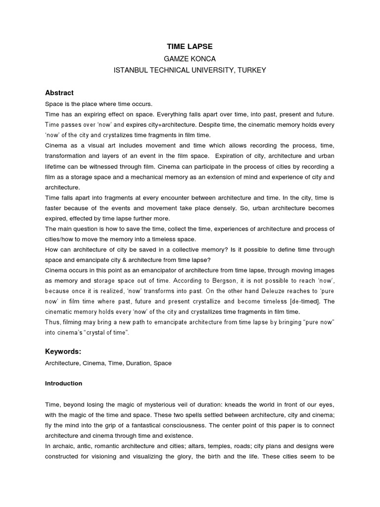 Time Lapse in Architecture | PDF | Henri Bergson | Time