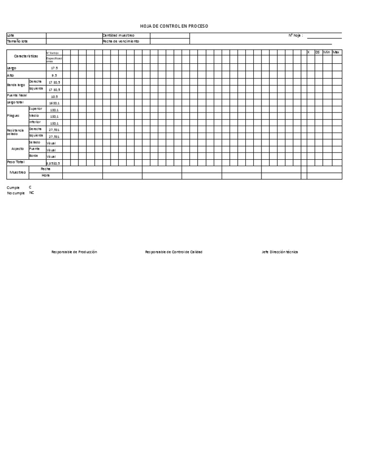Hoja de Control en Proceso | PDF