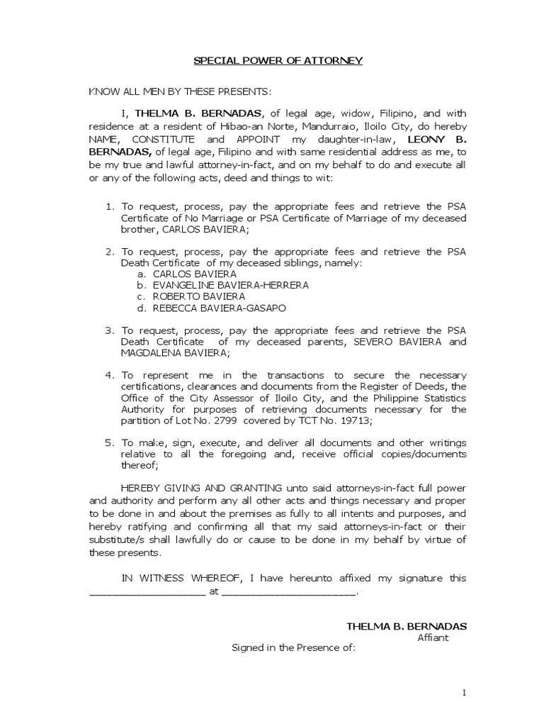 SPA For PSA | PDF | Notary Public | Power Of Attorney