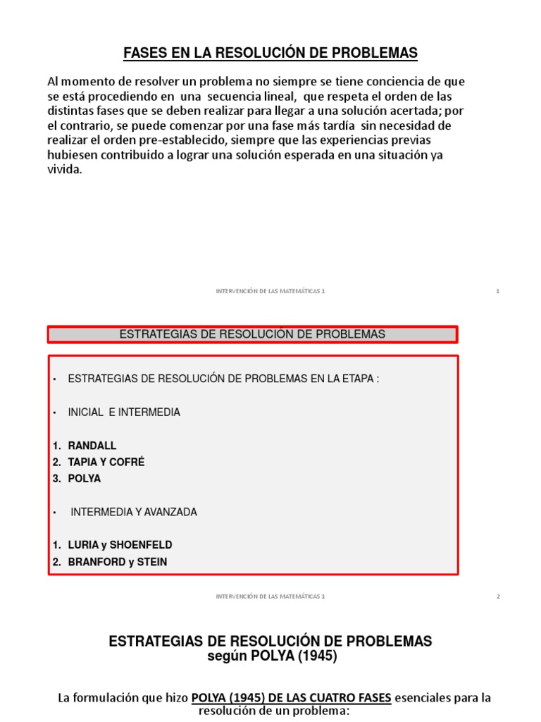 Estrategias para Resolver Problemas Matemáticos | PDF | Enseñanza de ...