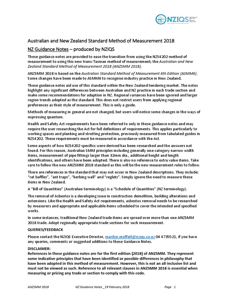 ANZSMM 2018 NZ Guidance Notes - 19feb2018 | PDF | Measurement | Deep ...