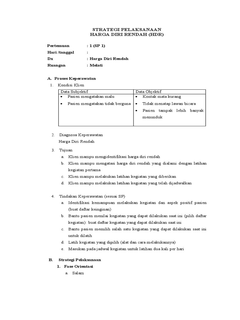 SP 1-5 Harga Diri Rendah | PDF