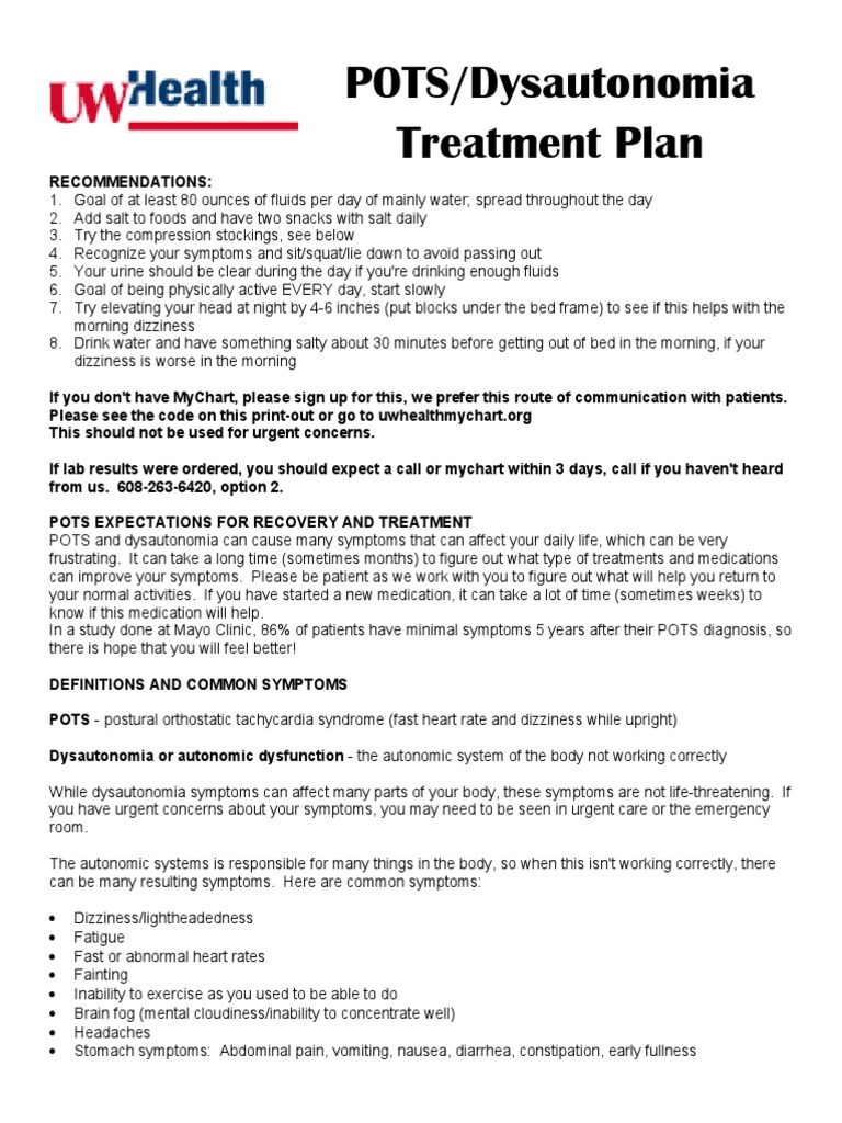 Pots Dysautonomia Treatment Plan | PDF | Clinical Medicine | Diseases ...