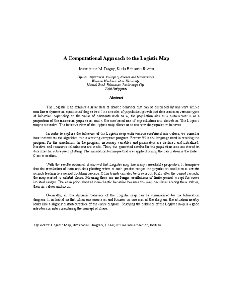 A Computational Approach To The Logistic Map | PDF | Chaos Theory ... A Computational Approach To The Logistic Map | PDF | Chaos Theory ...