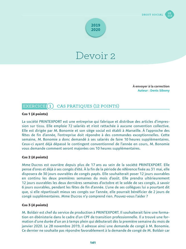 UE201920 113 Dev02 | PDF | Heures supplémentaires | Travail