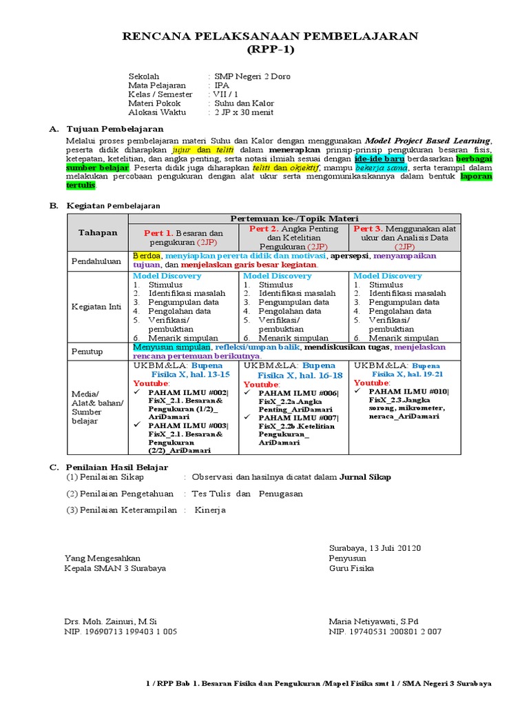 RPP KD 3.1 Pengukuran | PDF | Sains & Matematika