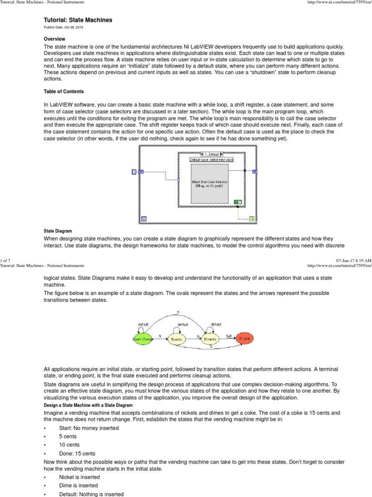 LabVIEW State Machine Tutorial | PDF | Control Flow | Computer Program