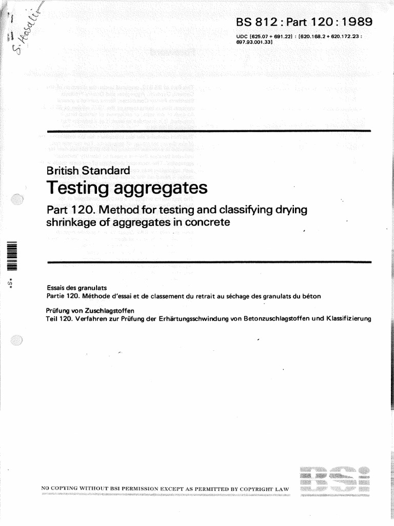BS 812 Part 120-1989 Method For Testing and Classifying Drying ...