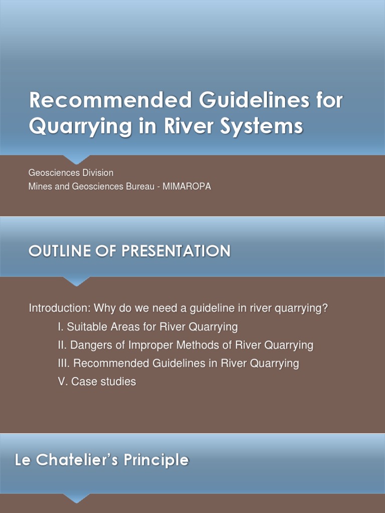 Recommended Guidelines for Sustainable River Quarrying: Protecting ...