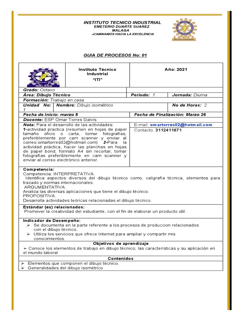 2.GUIA Dibujo Octavo Primer Peri No | PDF | Dibujo | Dibujo técnico