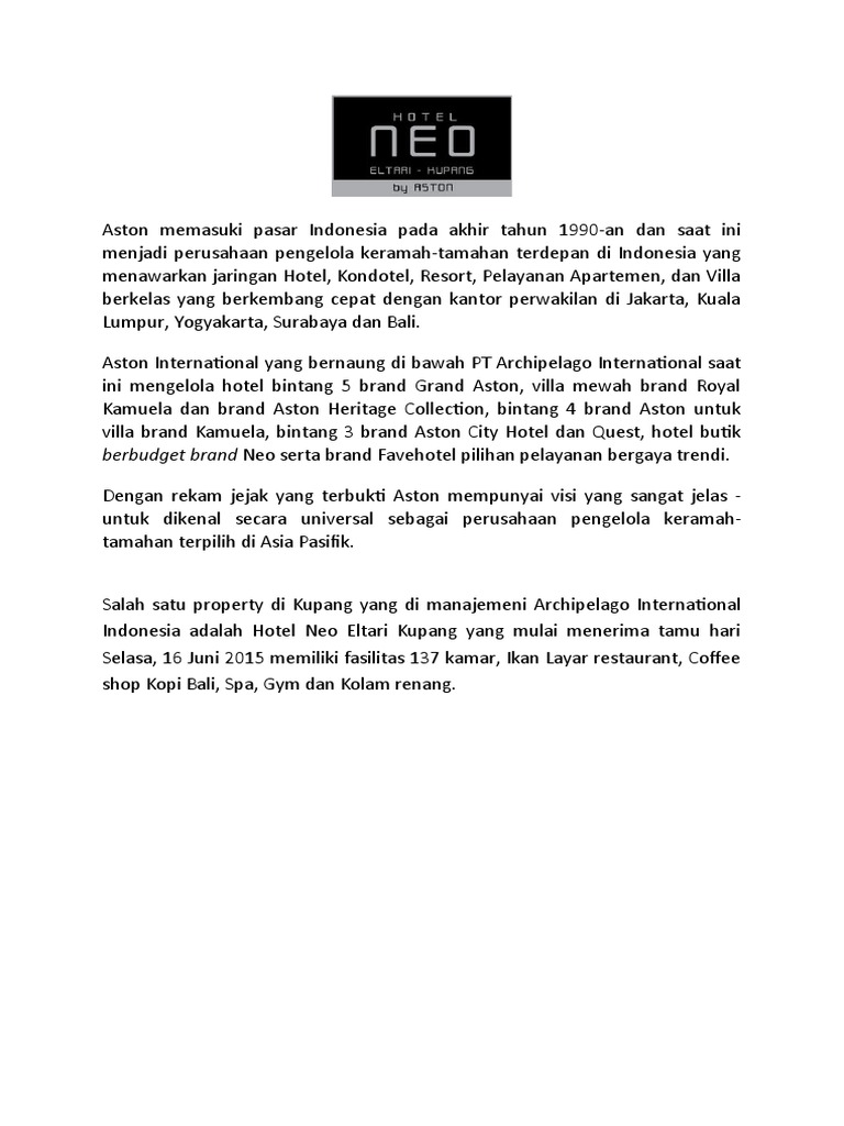 Aston: Pemimpin Keramah-tamahan di Asia | PDF