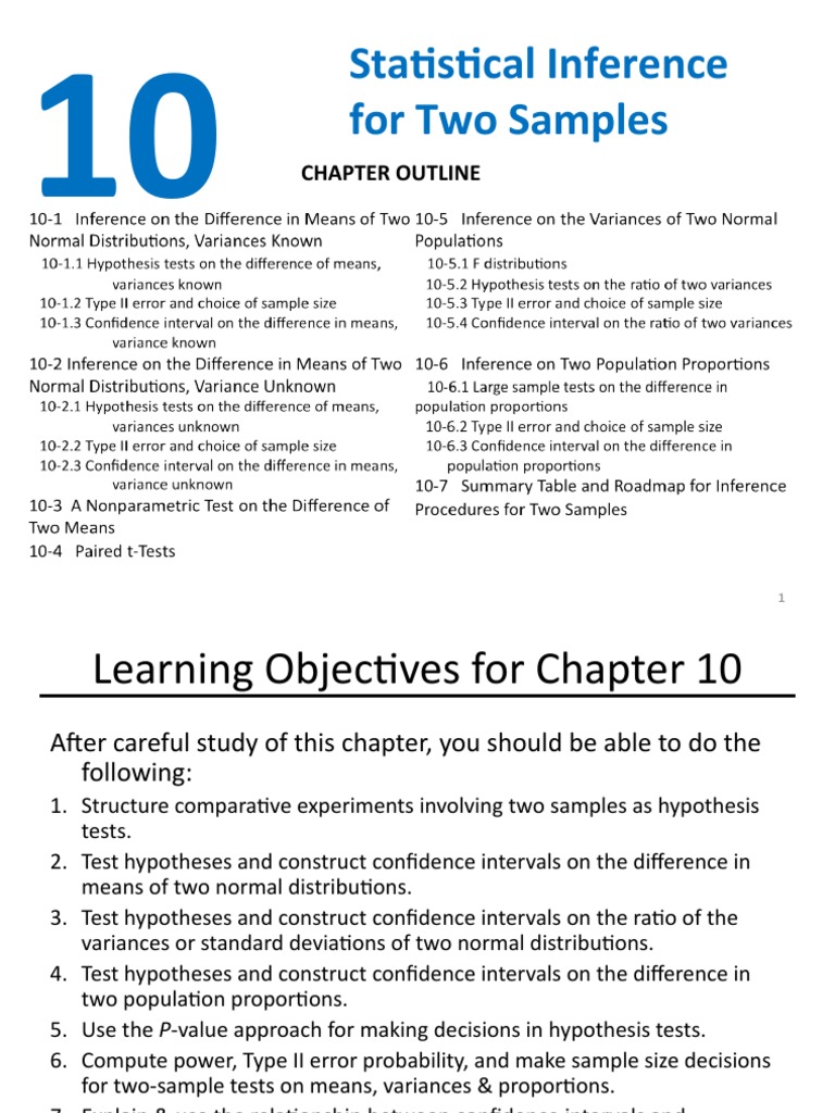 Statistical Inference For Two Samples: Chapter Outline | PDF | Statistical Inference | Statistics