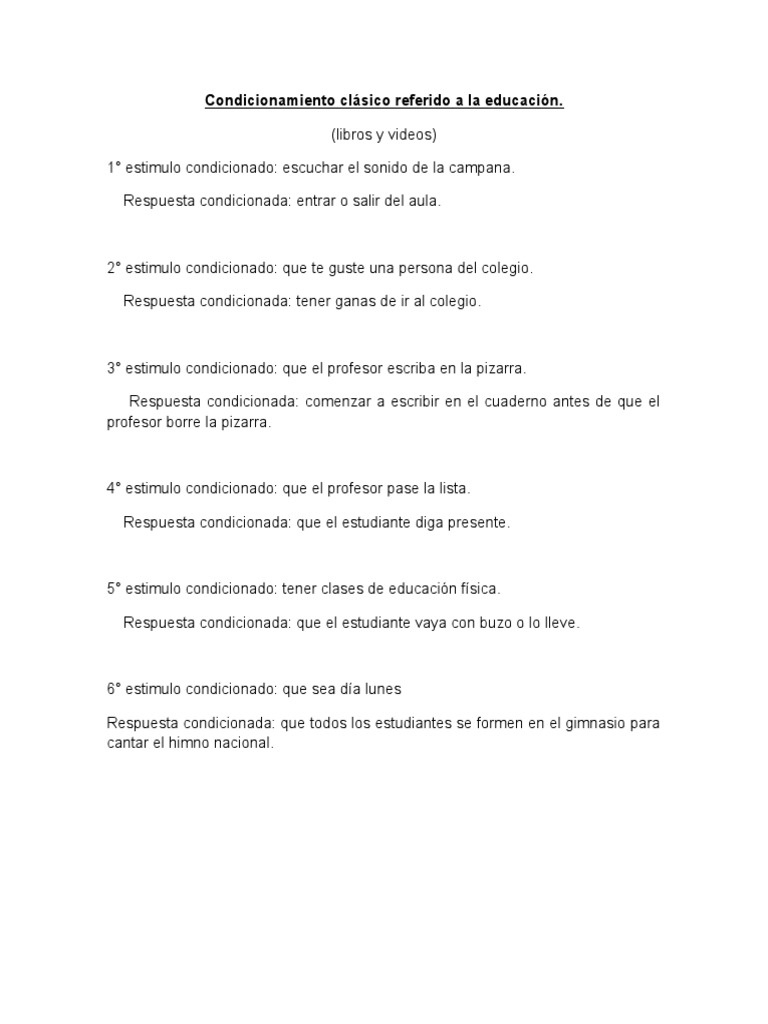 Aprendizaje condicionado e instrumental en el aula y su aplicación en ...