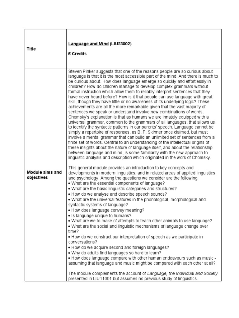 Linguistics & Mind: A Student Guide | PDF | Semantics | Speech