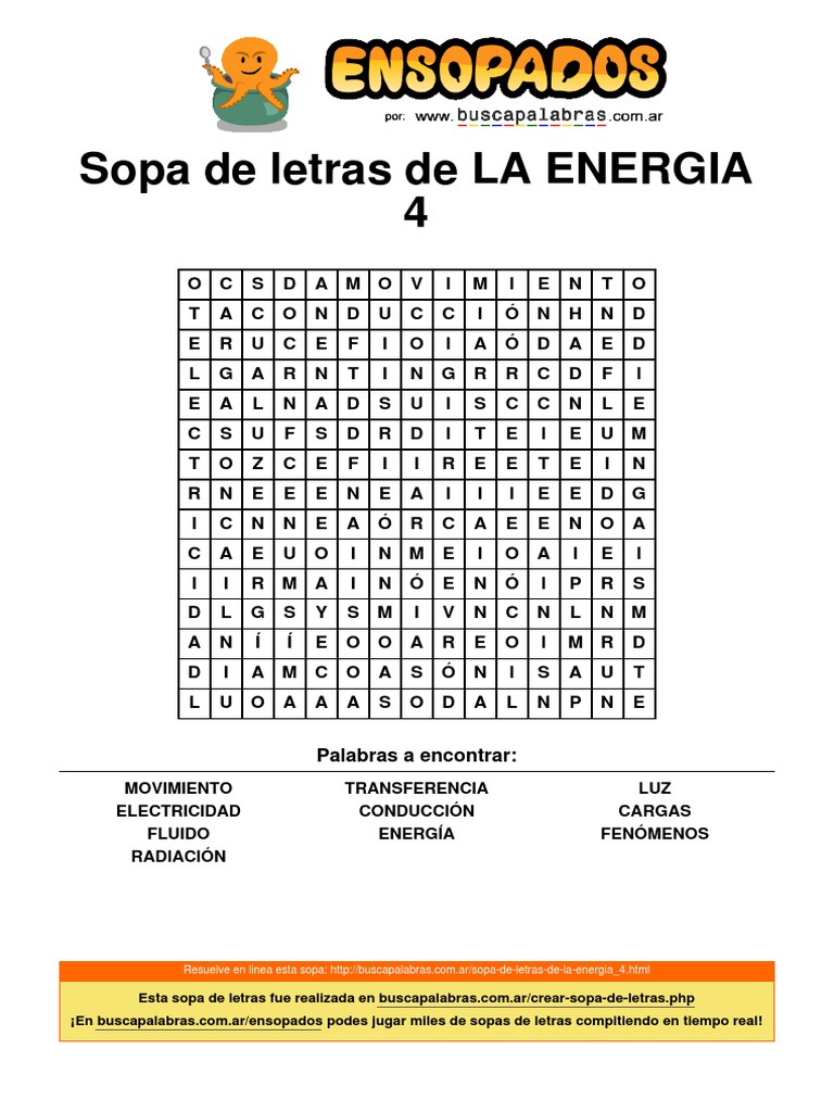 Sopa de Letras de La Energia 4 | PDF
