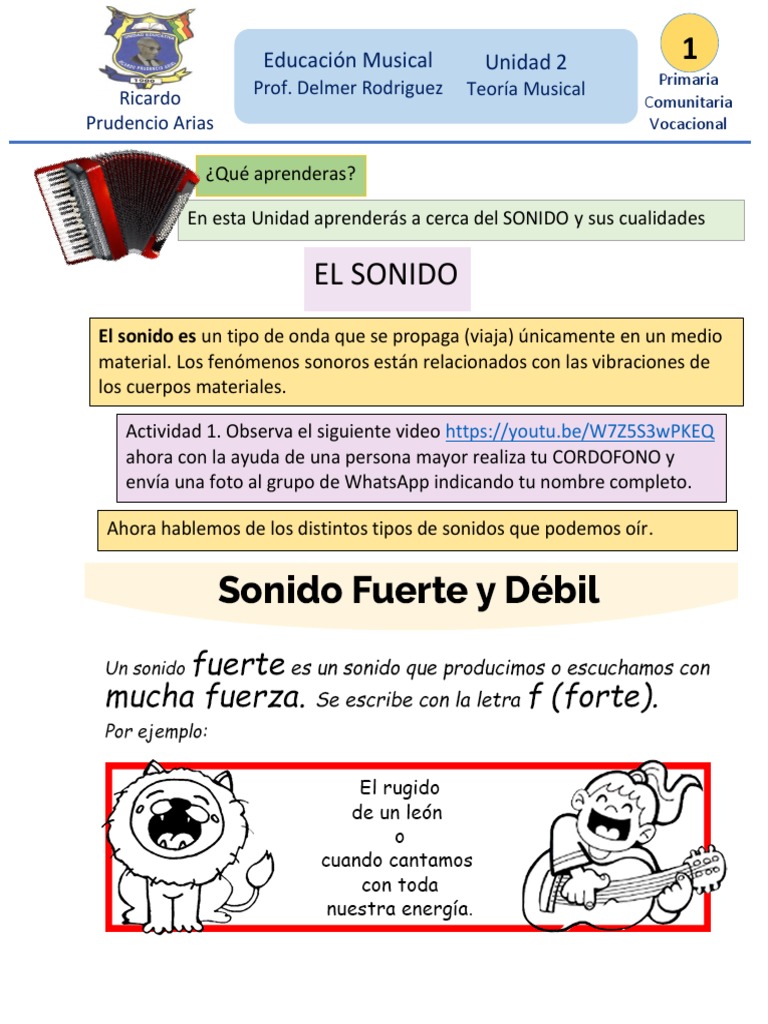 1ro Clase 7 Sonido Fuerte y Suave | PDF