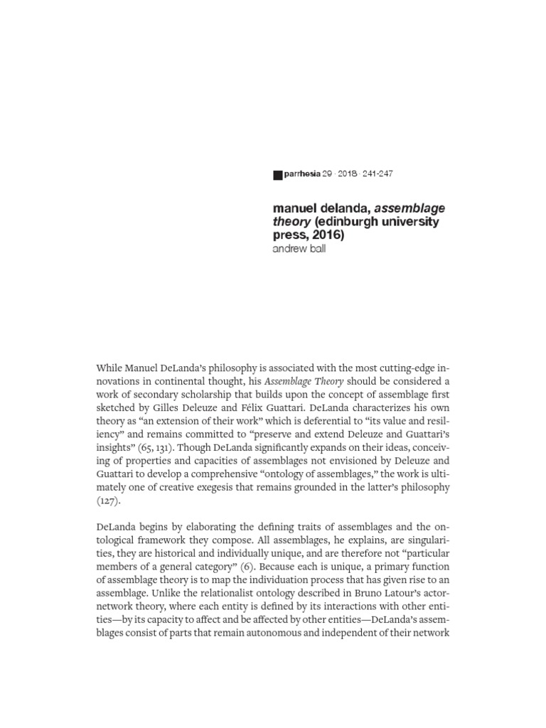 Assemblage Theory | Descargar gratis PDF | Materialism | Gilles Deleuze Assemblage Theory | Descargar gratis PDF | Materialism | Gilles Deleuze