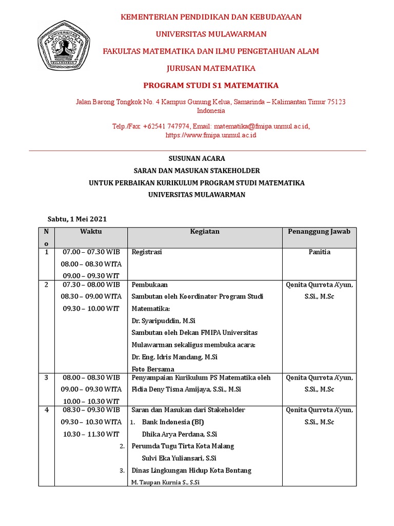 Susunan Acara Saran Dan Masukan Dari Stakeholder | PDF