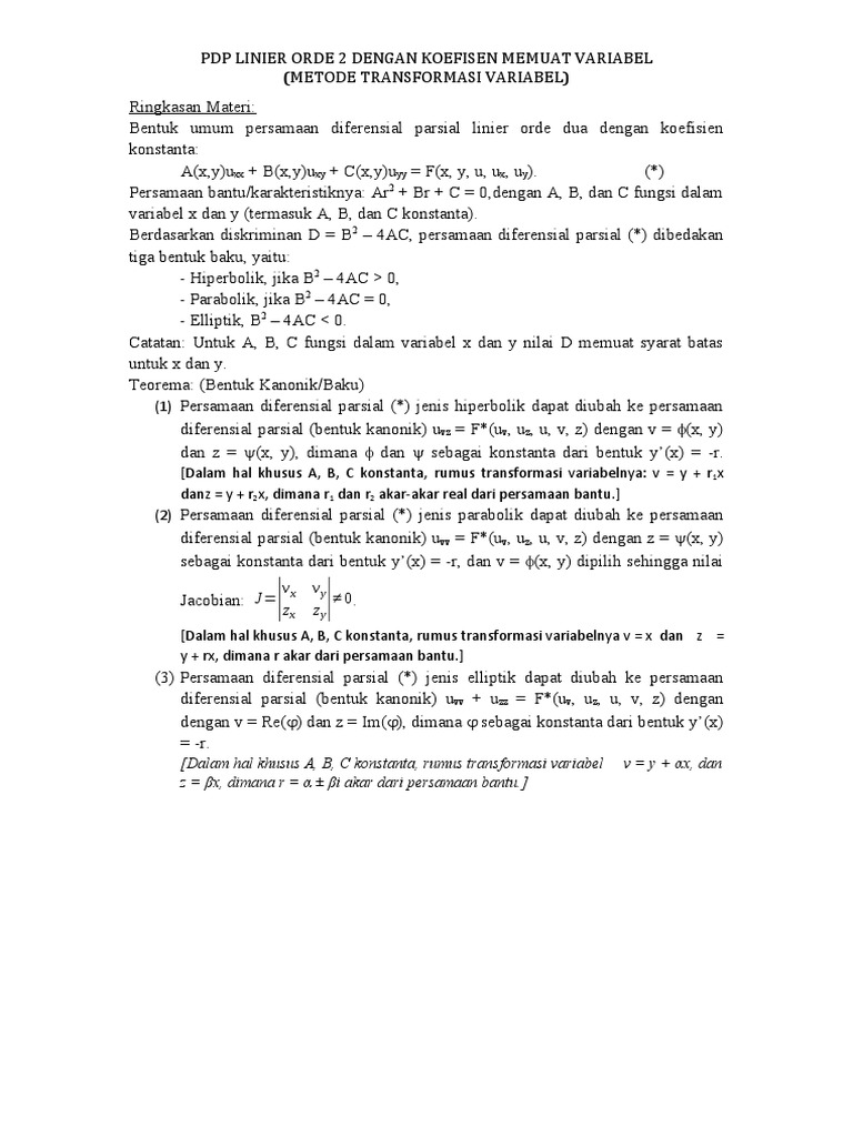 LKM Metode Transf Variabel Dengan Koefisien Memuat Variabel | PDF | Metode & Bahan Ajar | Sains ...