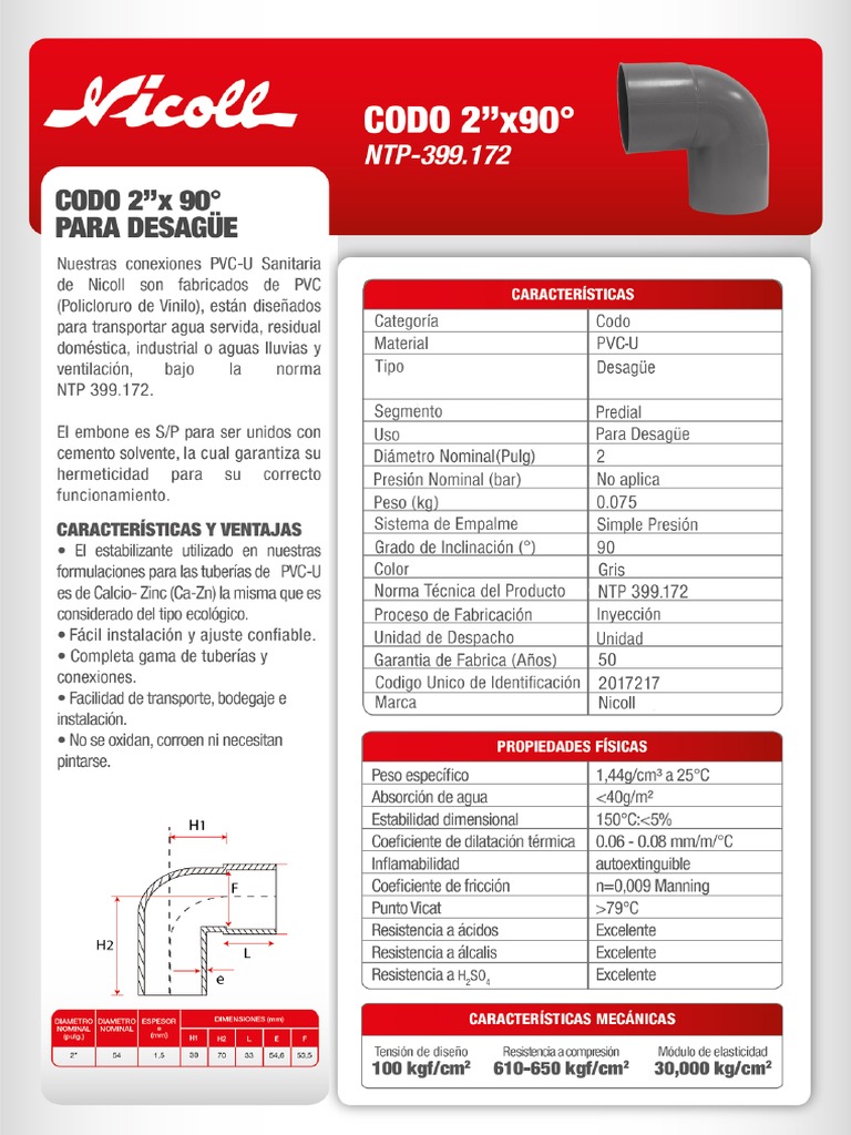 Codo 2x90 Nicoll | PDF