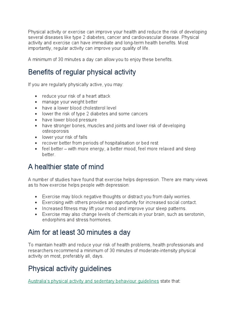 Benefits of Regular Physical Activity: Australia's Physical Activity and Sedentary Behaviour ...