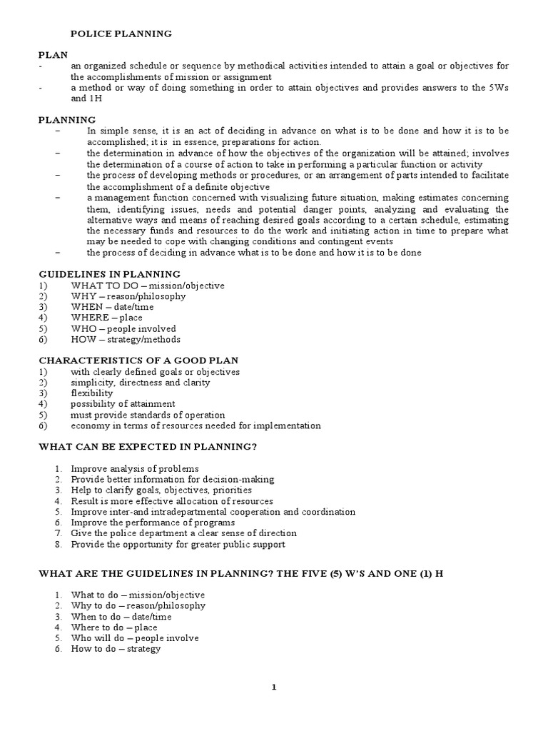 Police Planning Plan | PDF | Strategic Planning | Planning