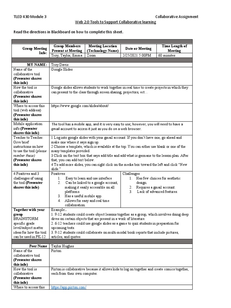 Troy Davis Collab Assignment 1 | PDF | Application Software | Mobile App